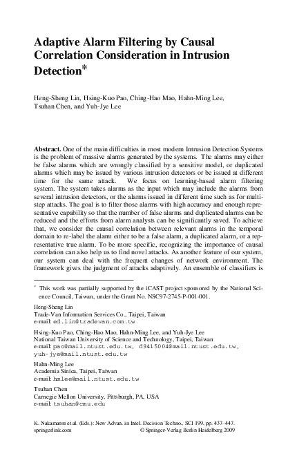 (PDF) Adaptive Alarm Filtering by Causal Correlation Consideration in Intrusion Detection