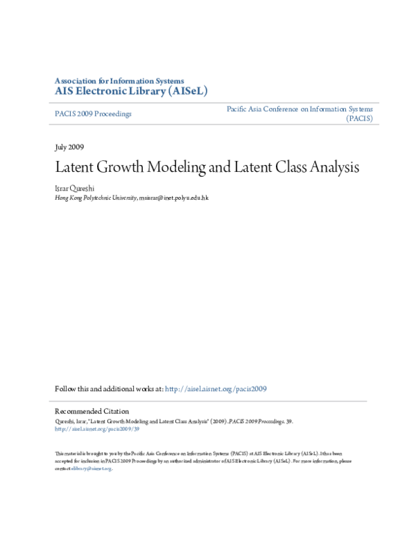 (PDF) Latent growth modeling and latent class analysis