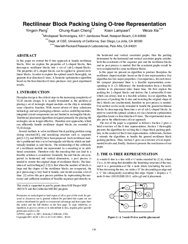 Pdf Rectilinear Block Packing Using O Tree Representation Weize Xie 4956