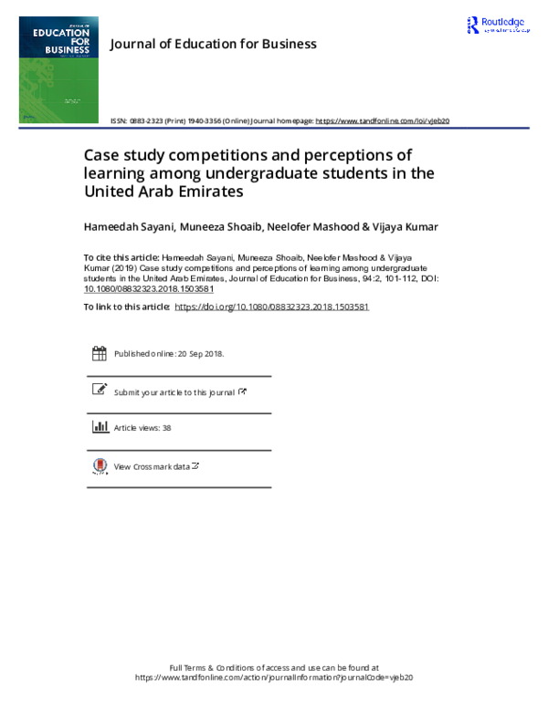 (PDF) Case study competitions and perceptions of learning among undergraduate students in the ...