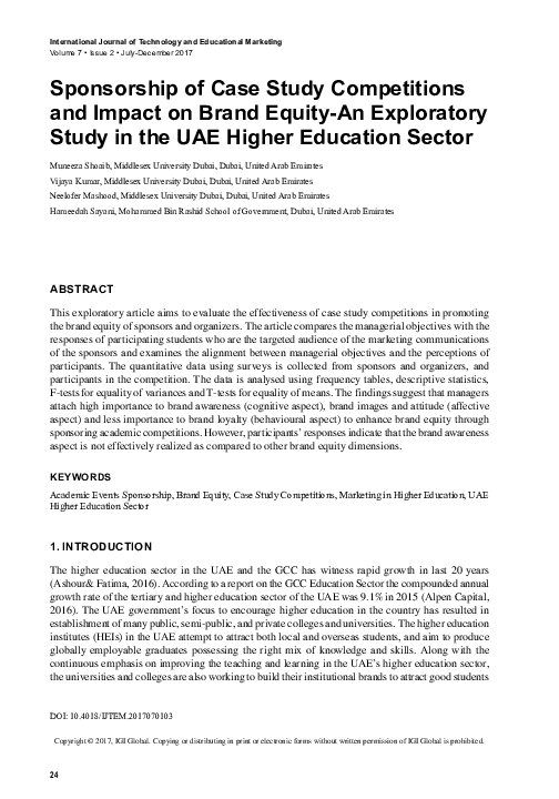 (PDF) Sponsorship of Case Study Competitions and Impact on Brand Equity ...
