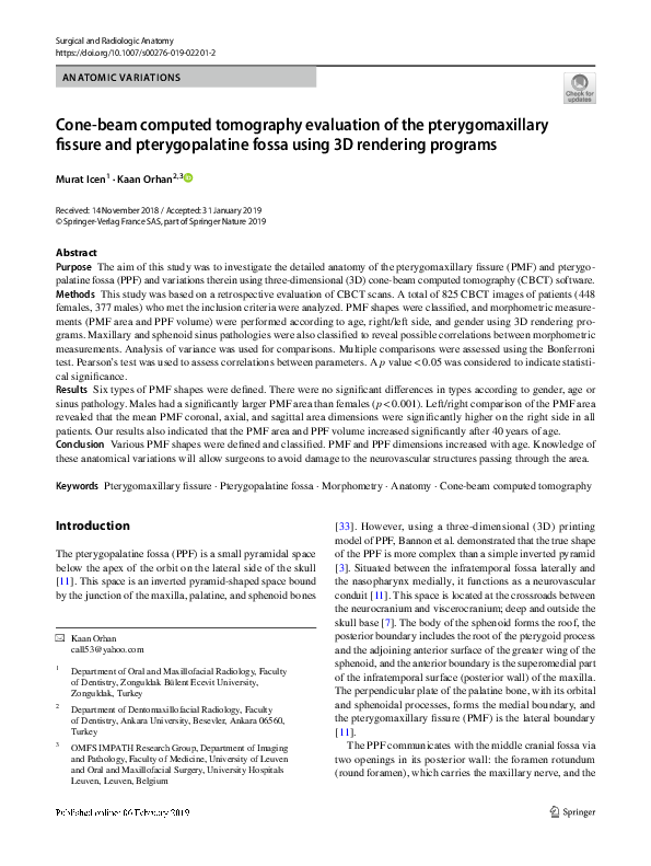 Pdf Cone Beam Computed Tomography Evaluation Of The Pterygomaxillary