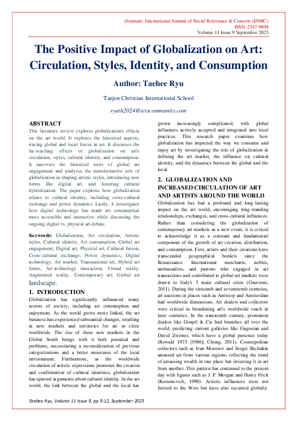 (PDF) The Positive Impact of Globalization on Art: Circulation, Styles ...