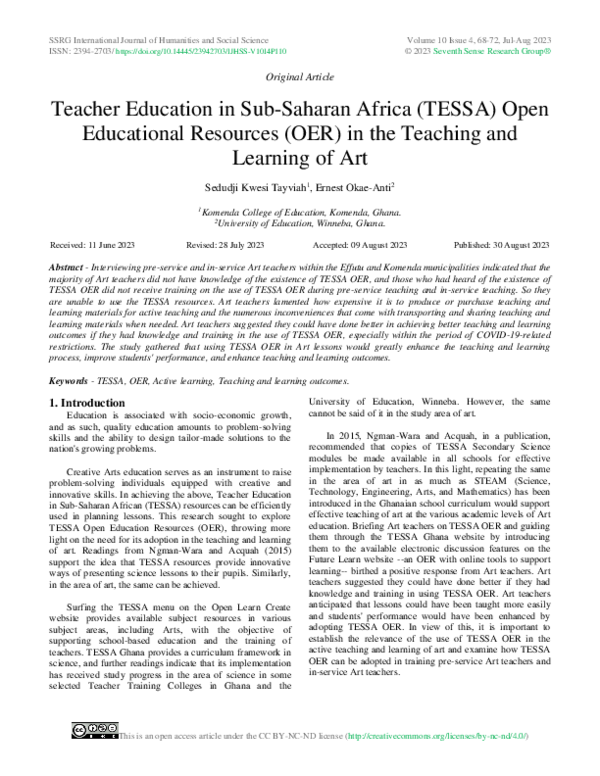 (PDF) Teacher Education in Sub-Saharan Africa (TESSA) Open Educational ...