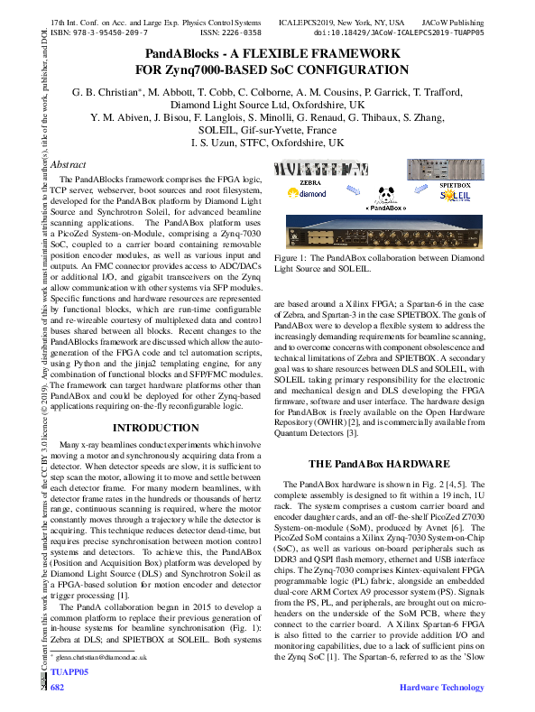 (PDF) PandABlocks - a Flexible Framework for Zynq7000-Based SoC Configuration