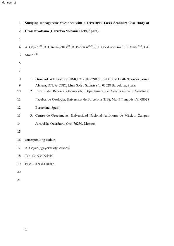 (PDF) Studying monogenetic volcanoes with a terrestrial laser scanner ...