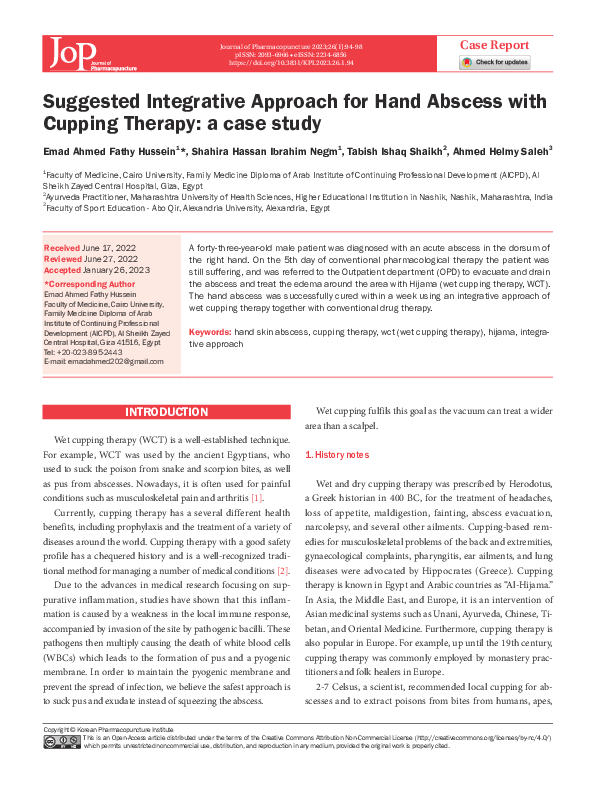 (PDF) Suggested Integrative Approach for Hand Abscess with Cupping ...