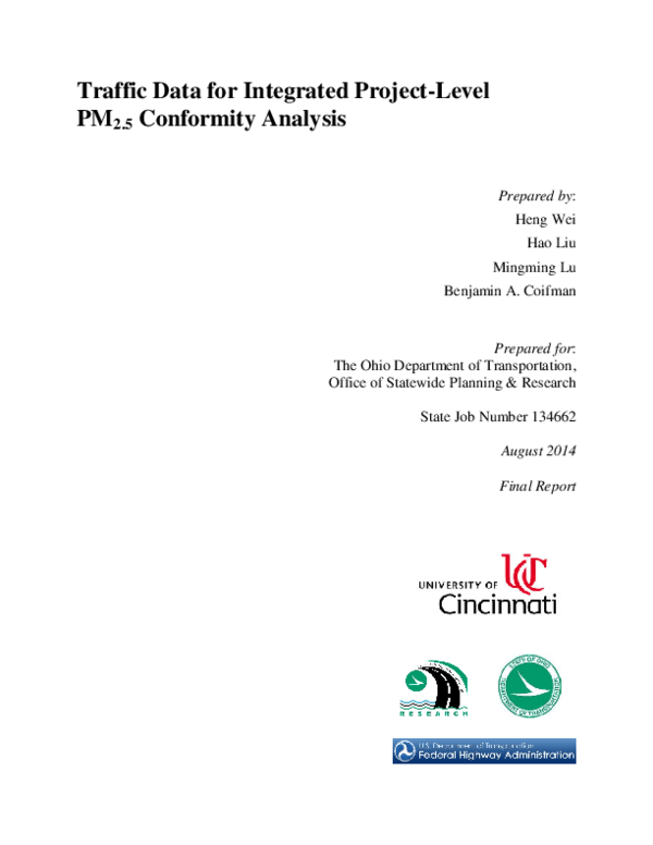 (PDF) Traffic Data for Integrated Project-Level PM2. 5 Conformity Analysis
