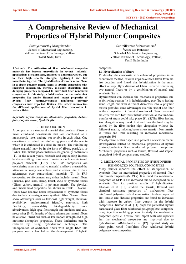 (PDF) A Comprehensive Review of Mechanical Properties of Hybrid Polymer ...
