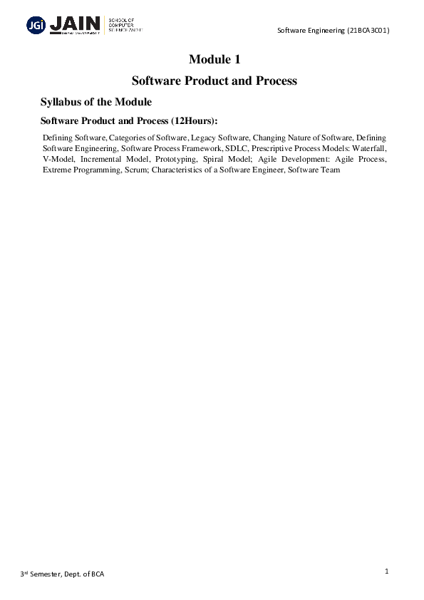 (PDF) Module 1 Software Product and Process Syllabus of the Module
