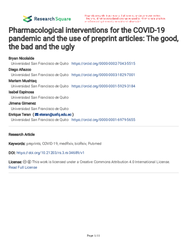 (PDF) Pharmacological interventions for the COVID-19 pandemic and the ...