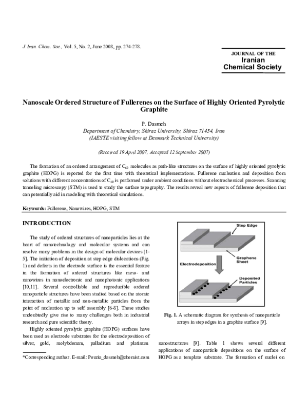 (PDF) Nanoscale ordered structure of fullerenes on the surface of highly oriented pyrolytic graphite
