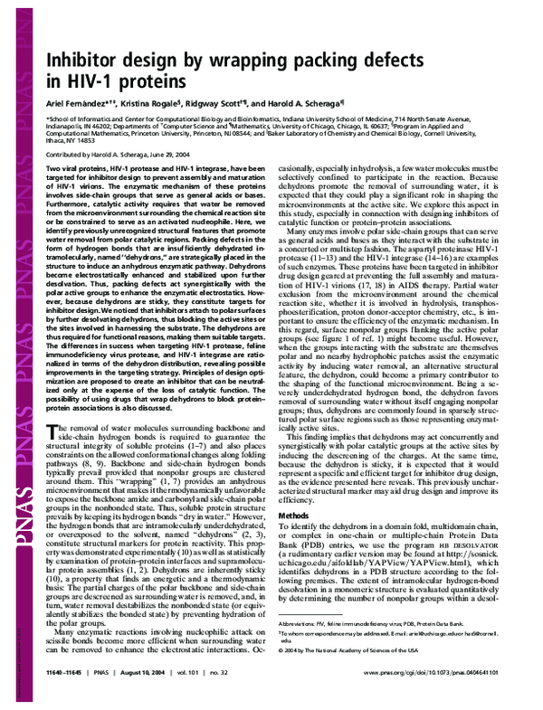 (PDF) Inhibitor design by wrapping packing defects in HIV-1 proteins