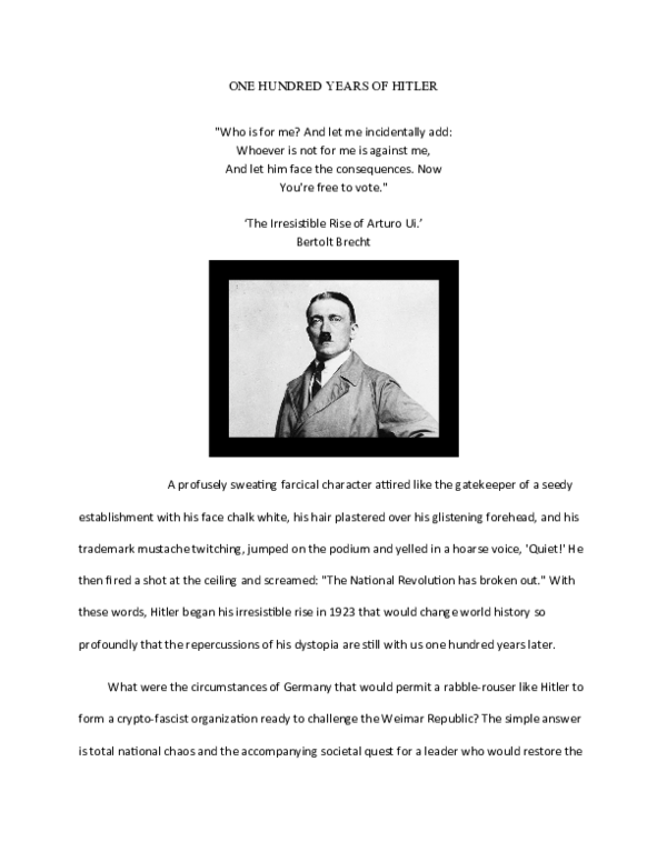 (DOC) ONE HUNDRED YEARS OF HITLER