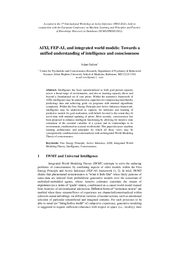 (PDF) AIXI, FEP-AI, and integrated world models: Towards a unified ...