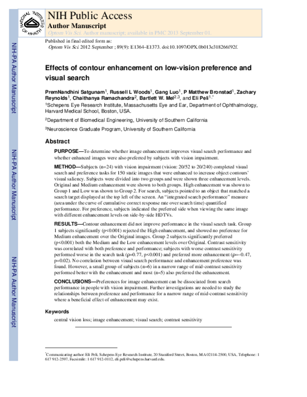 (PDF) Effects of Contour Enhancement on Low-Vision Preference and ...