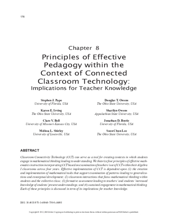 (PDF) Principles of Effective Pedagogy within the Context of Connected ...