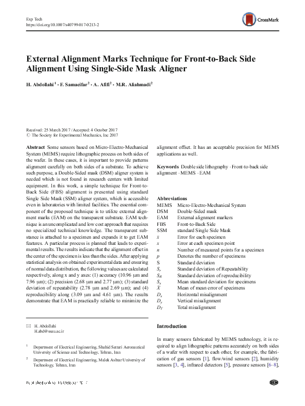 (PDF) External Alignment Marks Technique for Front-to-Back Side ...