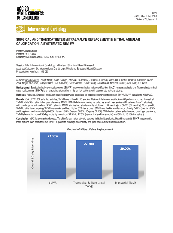 (PDF) Surgical and Transcatheter Mitral Valve Replacement in Mitral Annular Calcification- a ...