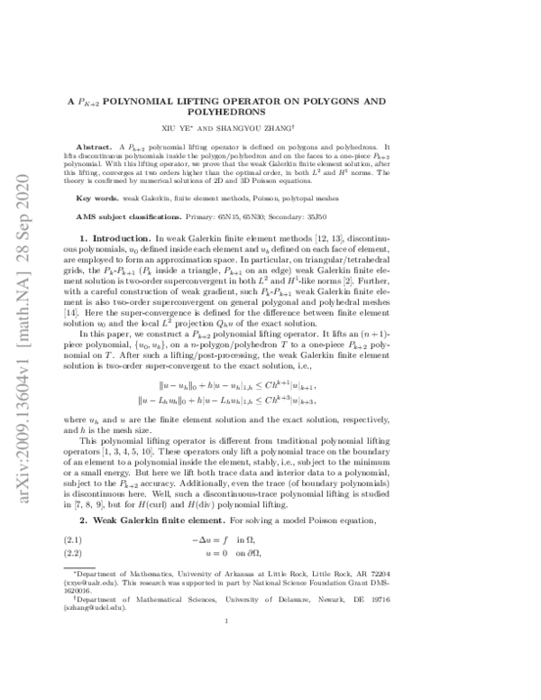 (PDF) A Pk+2 polynomial lifting operator on polygons and polyhedrons