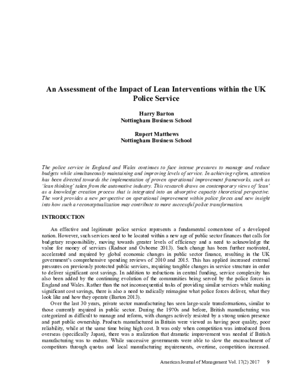 (PDF) An assessment of the impact of lean interventions within the UK ...