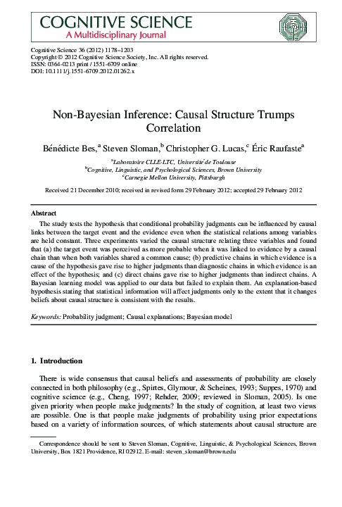 Pdf Non Bayesian Inference Causal Structure Trumps Correlation Éric Raufaste