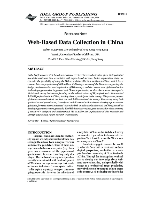 (PDF) Web-Based Data Collection in China
