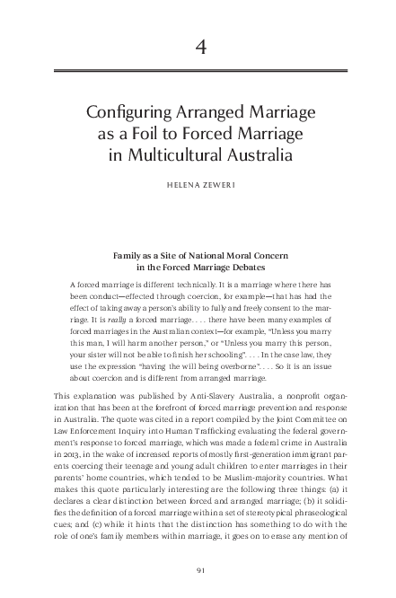 (PDF) Configuring Arranged Marriage as a Foil to Forced Marriage in Multicultural Australia
