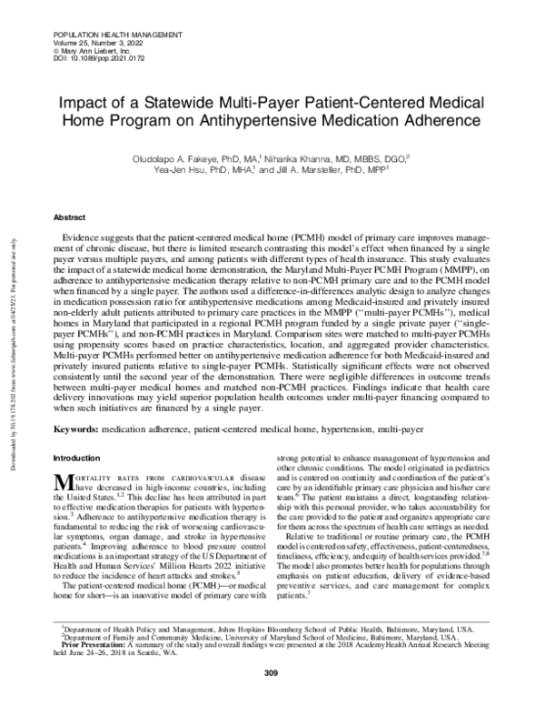 (PDF) Impact of a Statewide Multi-Payer Patient-Centered Medical Home ...