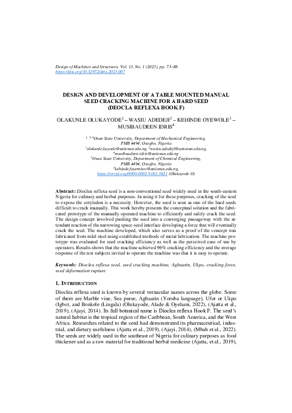 (PDF) Design and development of a table mounted manual seed cracking ...