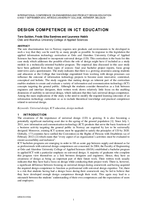 (PDF) Design competence in ICT education