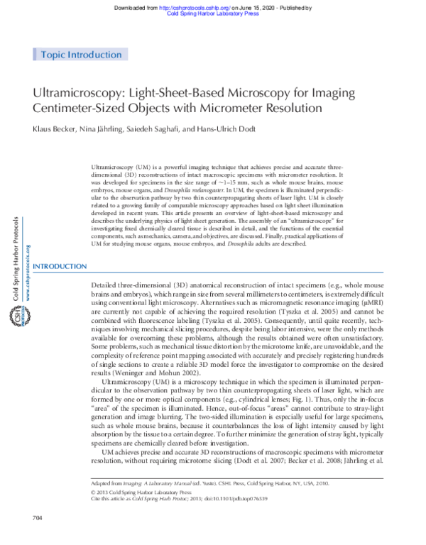 (PDF) Ultramicroscopy: light-sheet-based microscopy for imaging centimeter-sized objects with ...