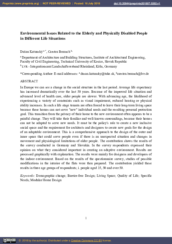 (PDF) Environmental Issues Related to the Elderly and Physically ...