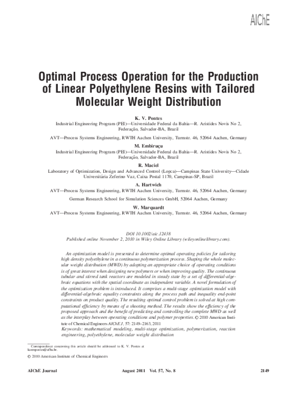 (PDF) Optimal process operation for the production of linear ...