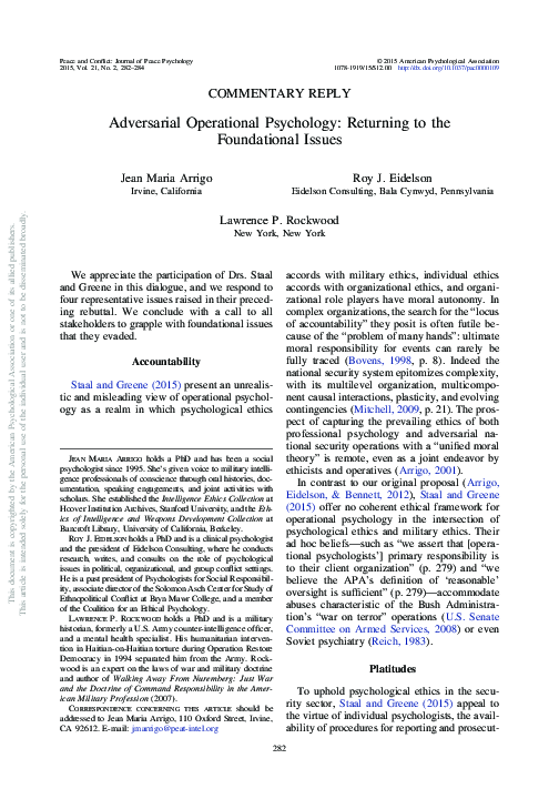 (PDF) Adversarial operational psychology: Returning to the foundational ...