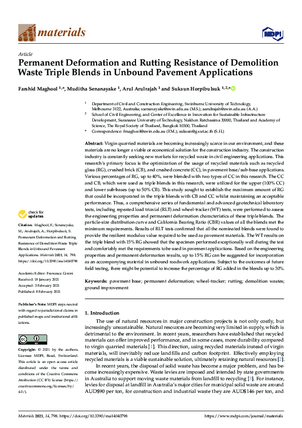 (PDF) Permanent Deformation and Rutting Resistance of Demolition Waste ...