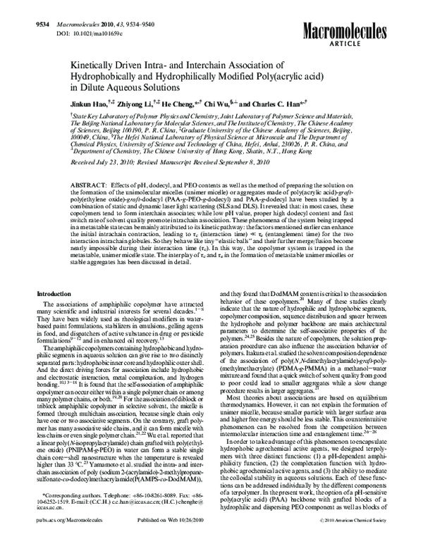 (PDF) Kinetically Driven Intra- and Interchain Association of ...