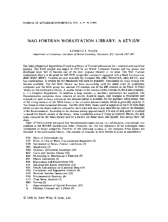 (PDF) NAG fortran workstation library: A review