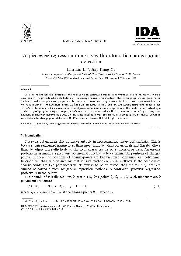 (PDF) A piecewise regression analysis with automatic change-point detection (PDF) A piecewise regression analysis with automatic change-point detection