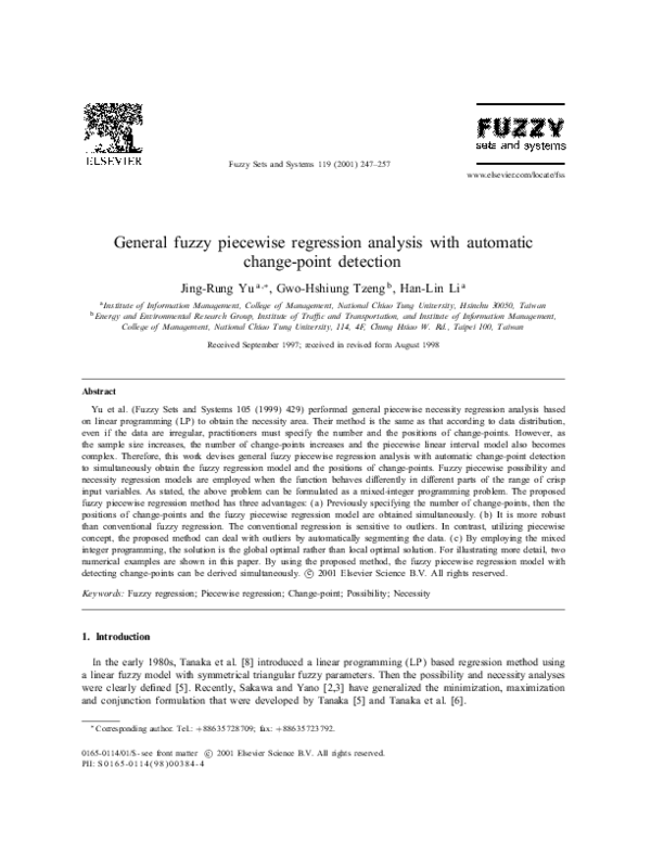(PDF) General fuzzy piecewise regression analysis with automatic change-point detection