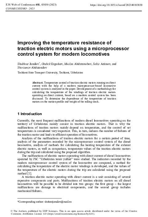 (PDF) Improving the temperature resistance of traction electric motors using a microprocessor ...