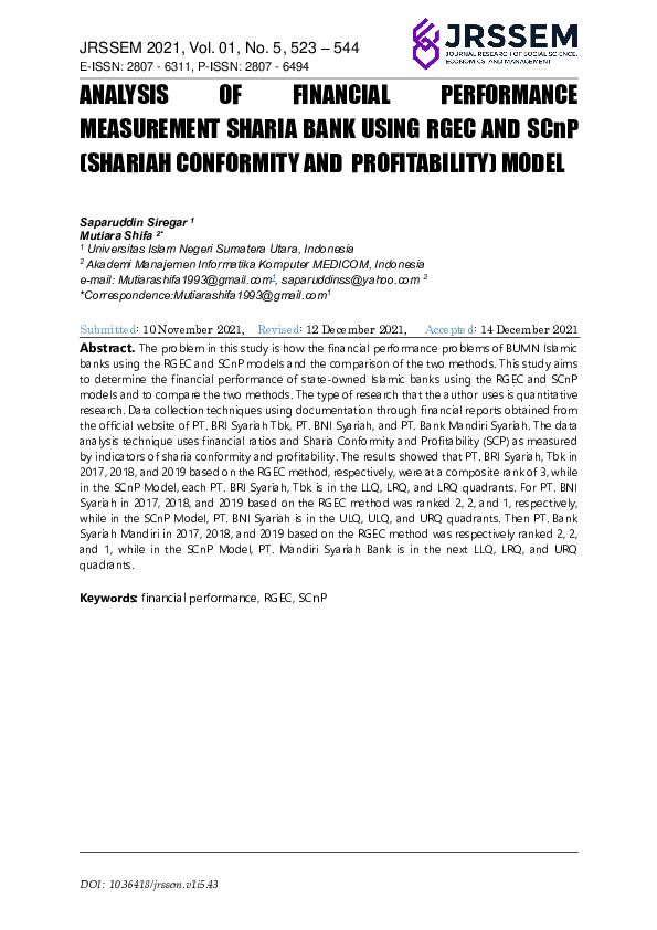 (PDF) Analysis of Financial Performance Measurement Sharia Bank Using ...