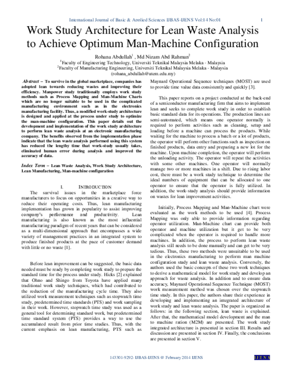 (PDF) Work Study Architecture for Lean Waste Analysis to Achieve ...