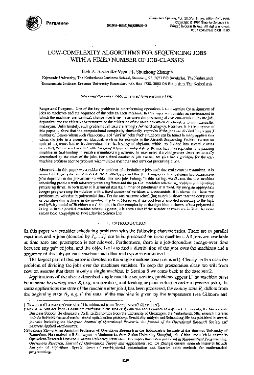 (PDF) Low-complexity algorithms for sequencing jobs with a fixed number ...