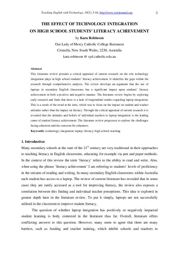 (PDF) THE EFFECT OF TECHNOLOGY INTEGRATION ON HIGH SCHOOL STUDENTS ...