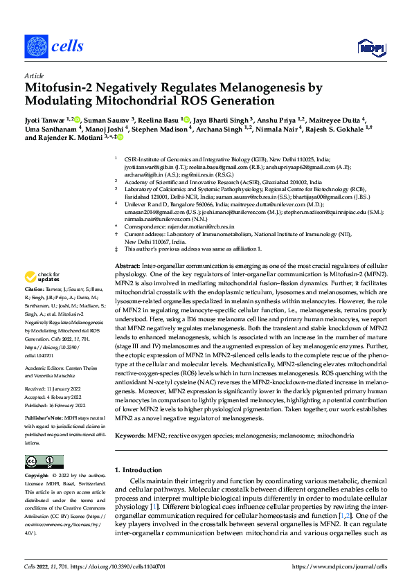 (PDF) Mitofusin-2 Negatively Regulates Melanogenesis by Modulating ...