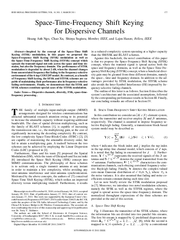 (PDF) Space-Time-Frequency Shift Keying for Dispersive Channels