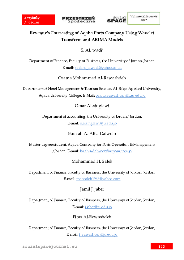 Pdf Revenues Forecasting Of Aqaba Ports Company Using Wavelet