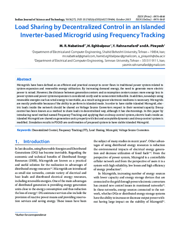 (PDF) Load Sharing by Decentralized Control in an Islanded Inverter ...