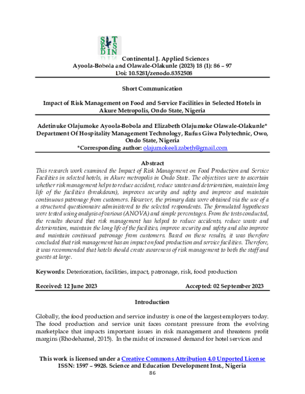 (PDF) Vol 18 (1) Cont. J. Appl Sci